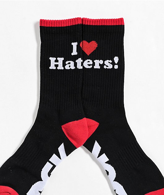 DGK I Love Haters Black & Red Crew Socks | Zumiez