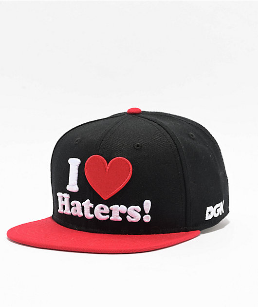 DGK I Love Haters Black & Red Snapback Hat | Zumiez
