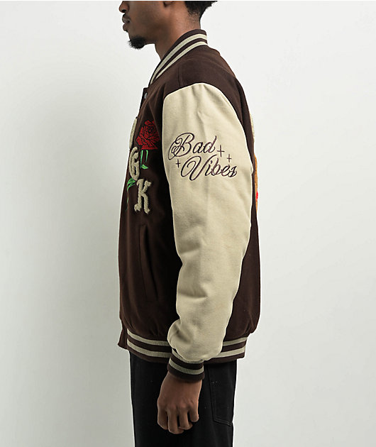 DGK Represent Letterman Brown & Tan Varsity Jacket | Zumiez