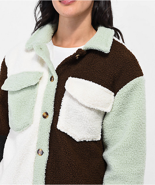 Daisy Street Colorblock Borg Jacket | Zumiez