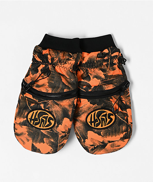 Deathgrip x Slush Ghoul Orange Camo Snowboard Mittens | Zumiez