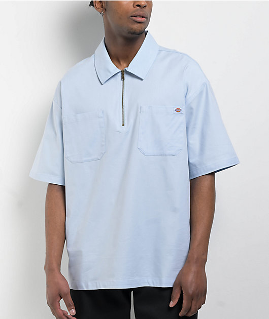 Dickies Ranch Light Blue Quarter Zip Work Shirt | Zumiez