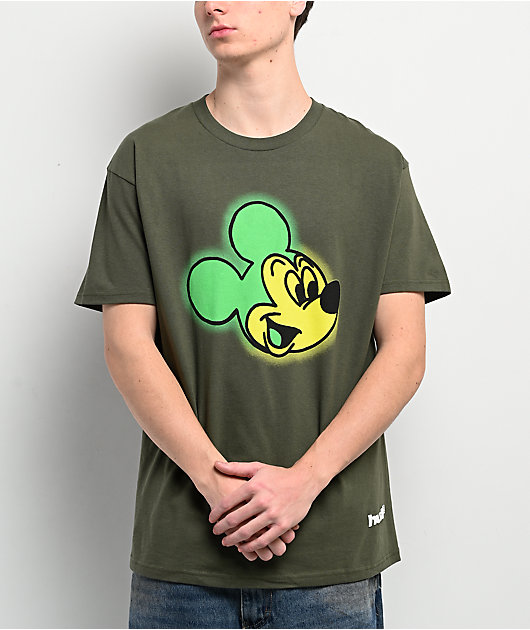 Disney x HUF Mickey Mouse Airbrush Green T-Shirt | Zumiez
