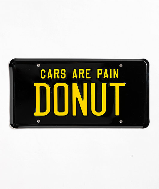 Donut Cars Are Pain Black License Plate | Zumiez