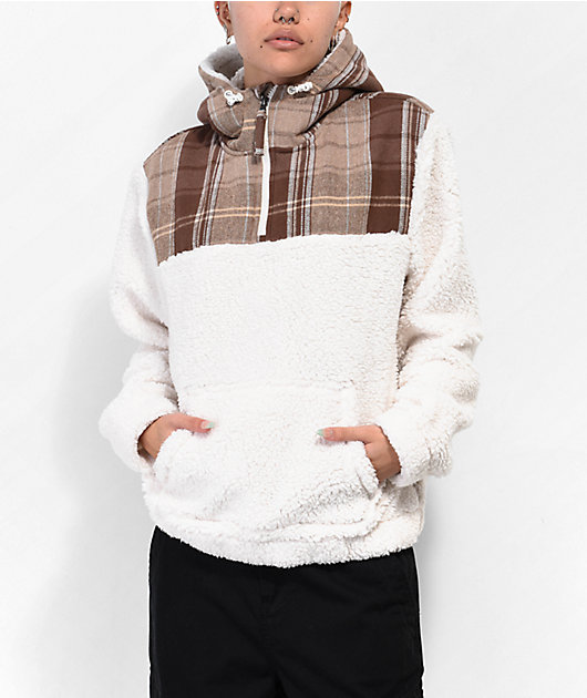 Dravus Beckler Brown Plaid Tech Fleece Quarter Zip Hoodie | Zumiez