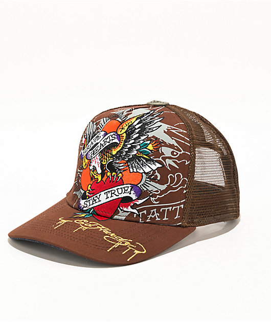 Ed Hardy Brave Eagle Brown Trucker Hat | Zumiez