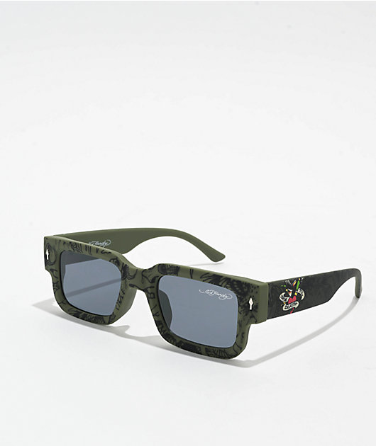 Ed Hardy Camouflage Green Square Sunglasses | Zumiez