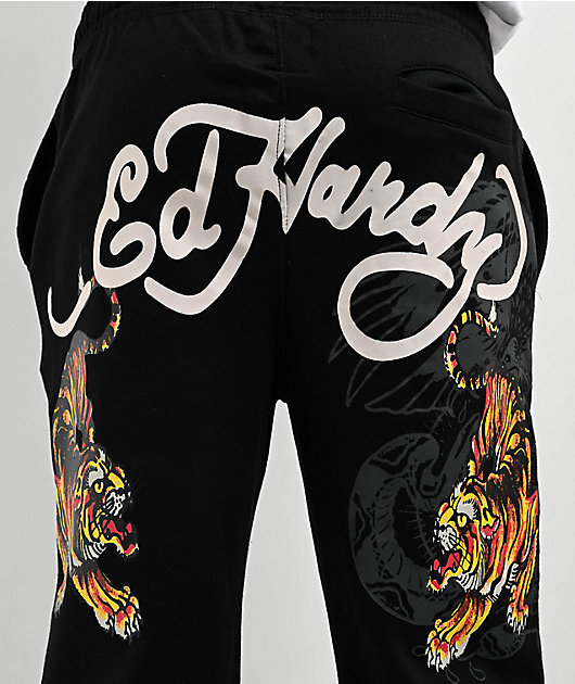 Ed Hardy Crawling Tiger Black Sweatpants | Zumiez
