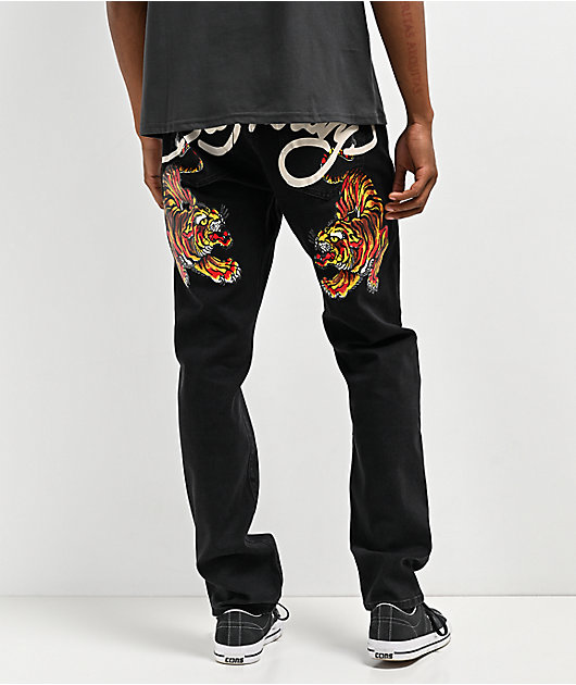 Ed Hardy Crawling Tiger Slim Taper Black Denim Jeans | Zumiez