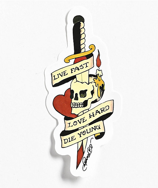 Ed Hardy Dagger Skull Sticker | Zumiez