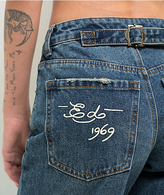 Ed Hardy Dragon Blue Wide Leg Denim Jeans | Zumiez
