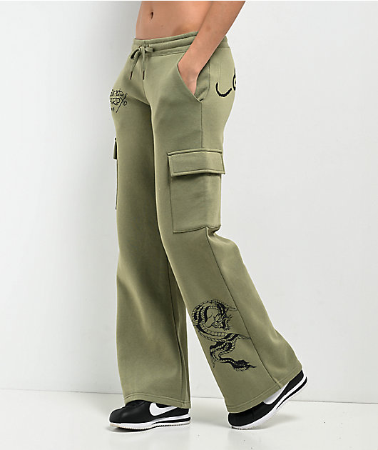Ed Hardy Dragon Dagger Olive Cargo Sweatpants | Zumiez