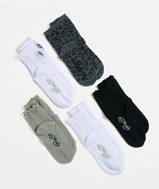 Ed Hardy Embroidered Tiger 5 Pack Mid Crew Socks | Zumiez