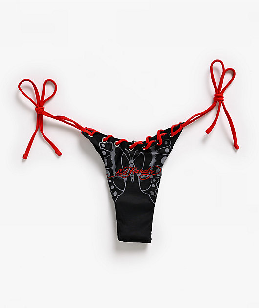 Ed Hardy Eternal Love Rhinestone Black High Leg Bikini Bottom | Zumiez