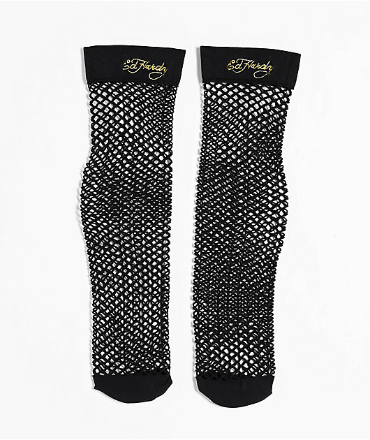 Ed Hardy Fishnet Black Crew Socks | Zumiez