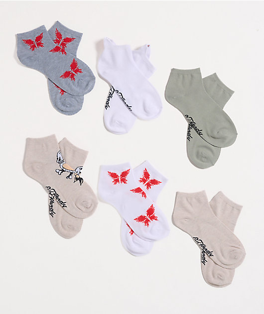 Ed Hardy Flaming Heart 6 Pack Ankle Socks | Zumiez