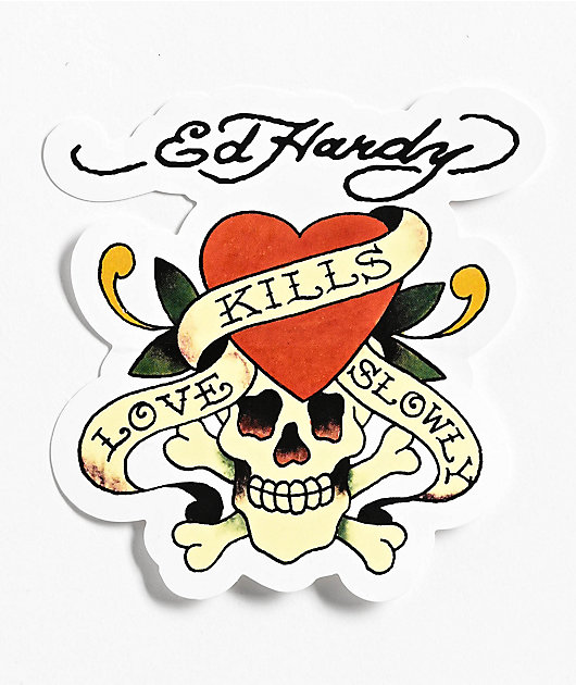 Ed Hardy Love Kills Slowly Skull Sticker Zumiez