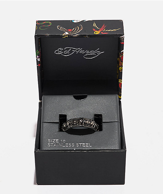 Ed Hardy Stainless Steel Skull Ring | Zumiez