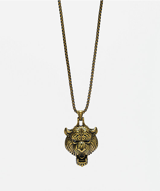 Ed Hardy Stainless Steel Tiger Bronze Chain Necklace | Zumiez