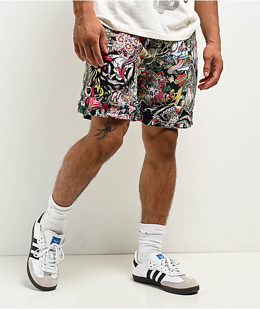 Ed Hardy Tattoo Collage Shorts | Zumiez