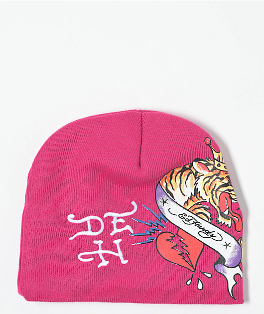 Ed Hardy Tiger Crown Hot Pink Beanie | Zumiez