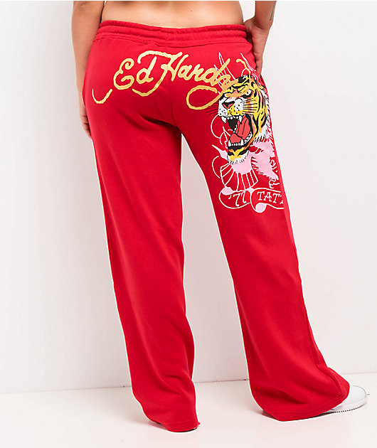Ed Hardy Tiger Mountain Red Sweatpants | Zumiez