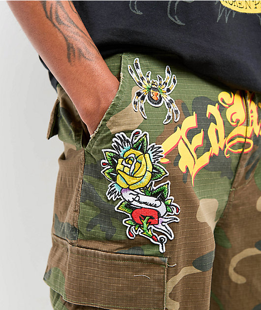 Ed Hardy x Broken Promises Chaos Camo Baggy Fit Cargo Pants | Zumiez
