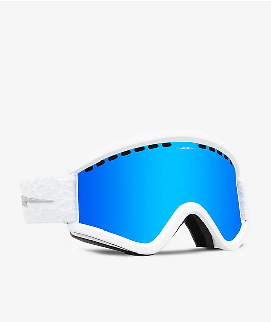 Electric EGV Matte White and Blue Chrome Snowboard Goggles | Zumiez