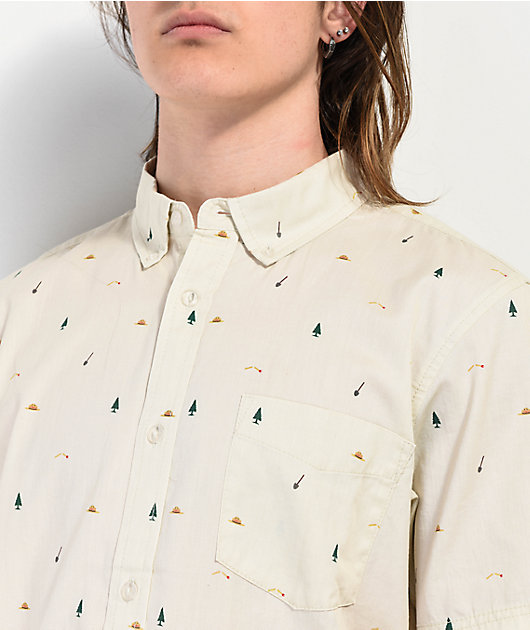 Element x Smokey Bear Barbecus Natural Short Sleeve Button Up Shirt ...