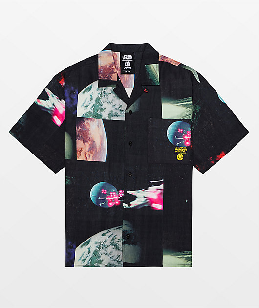 Element x Star Wars Solar Resort Black Short Sleeve Button Up Shirt ...
