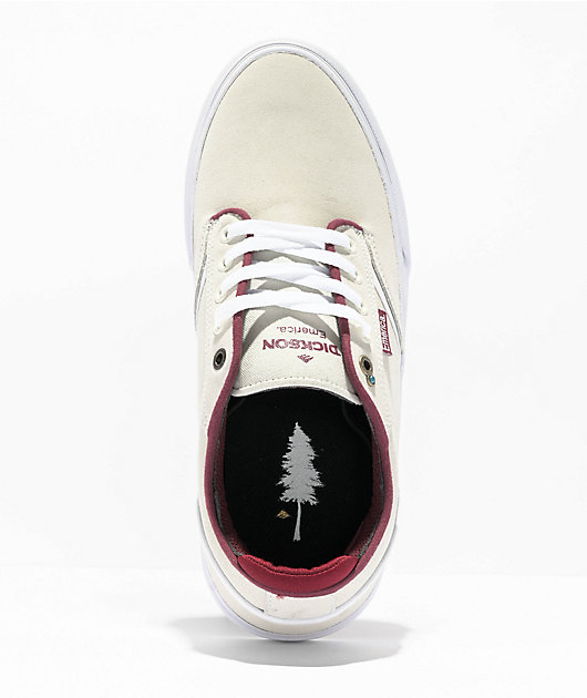 Emerica Dickson White & Red Skate Shoes