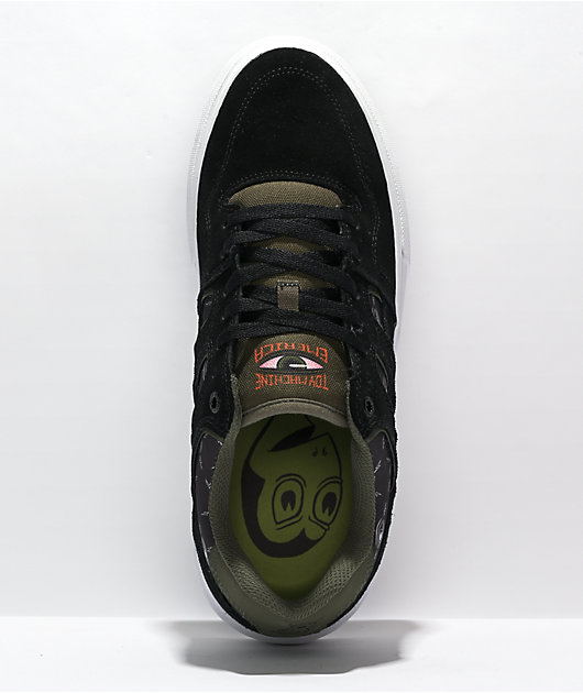 Emerica x Toy Machine Tilt G6 Black & Olive Skate Shoes | Zumiez