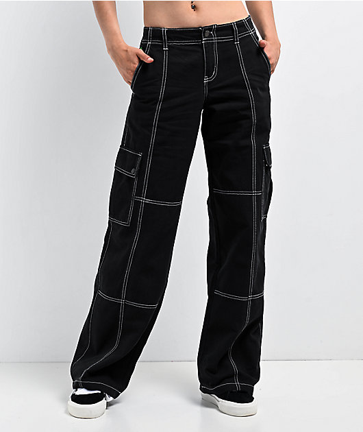 Empyre Alani Low Rise Black Relaxed Cargo Pants | Zumiez