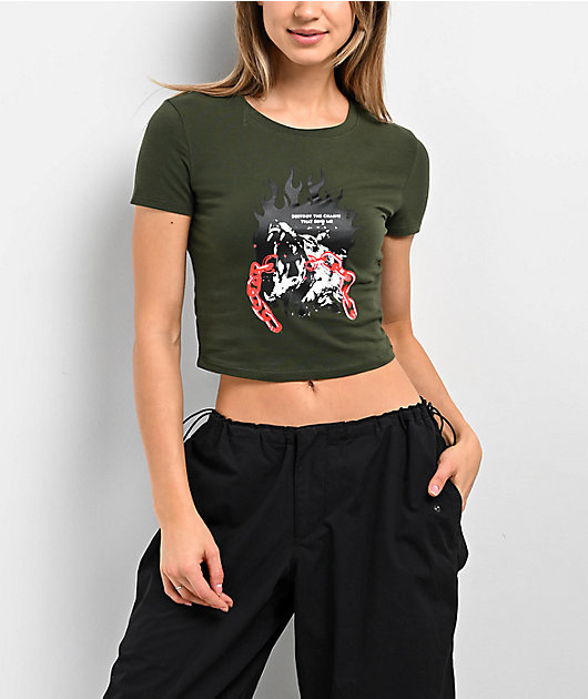 Empyre Amina Dog Green Crop T-Shirt | Zumiez