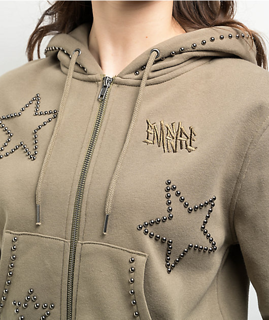 Empyre Angel Green Crop Zip Hoodie | Zumiez