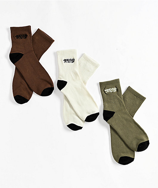 Empyre Beige, Tan, & Olive 3 Pack Quarter Socks | Zumiez