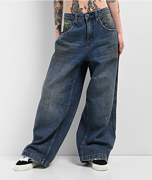 Empyre Boxcar Extent Wide Leg Blue Denim Jeans | Zumiez
