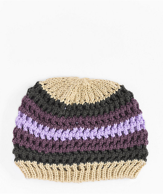 Empyre Crochet Purple, Grey & Khaki Skull Cap | Zumiez