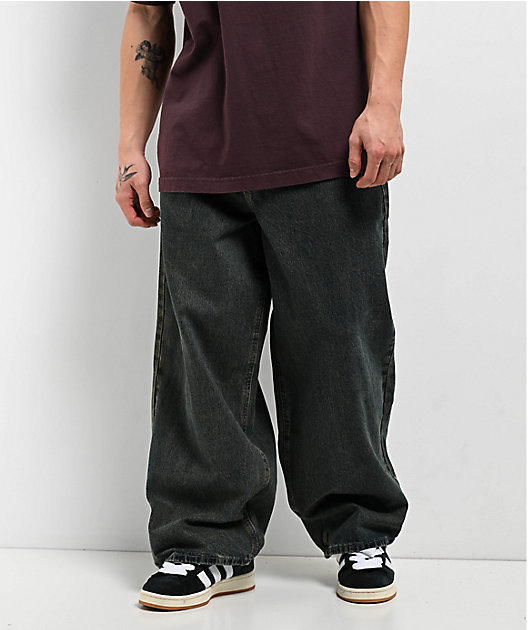 Empyre Dirty Dark Blue Wash Ultra Wide Skate Jeans | Zumiez