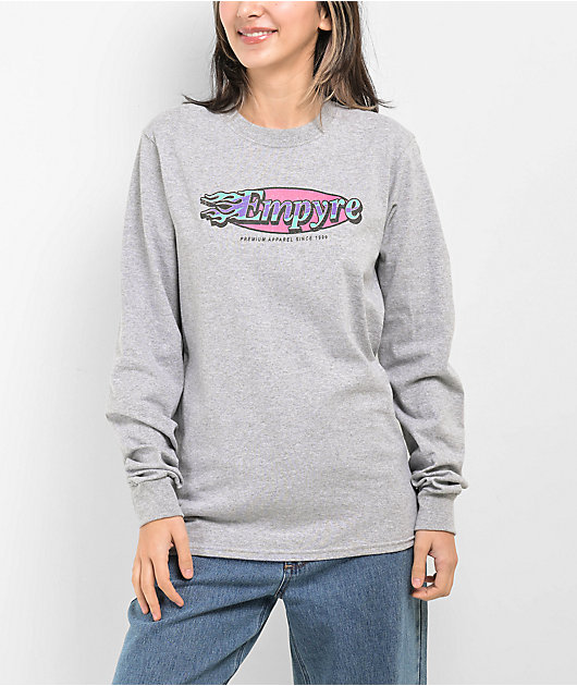 Empyre Fire Logo Heather Grey Long Sleeve T-Shirt | Zumiez