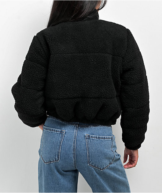 Empyre Flynn Black Crop Top Puffer Fleece | Zumiez