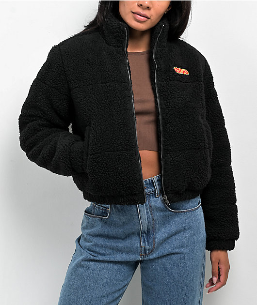Empyre Flynn Black Crop Top Puffer Fleece | Zumiez