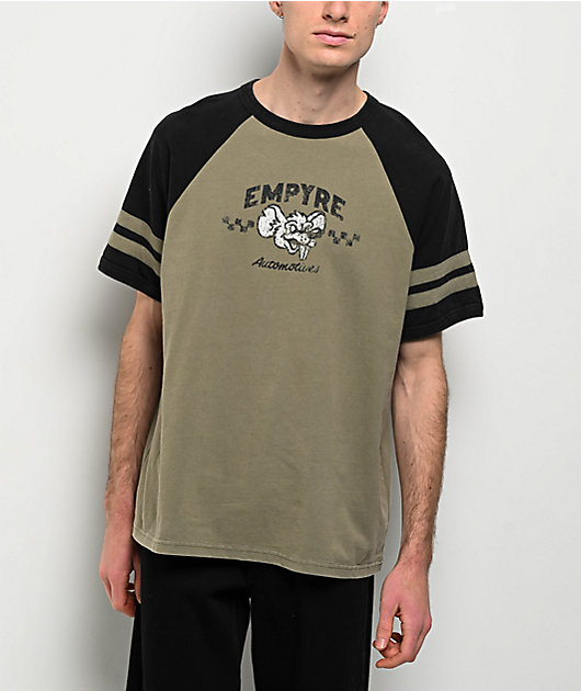 Empyre Gas Rat Black & Green Wash Raglan T-Shirt | Zumiez