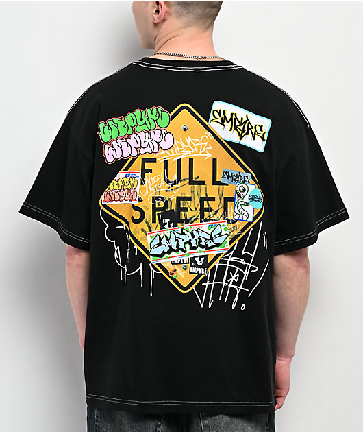 Empyre Graffiti Sign Embroidered Black T-Shirt | Zumiez