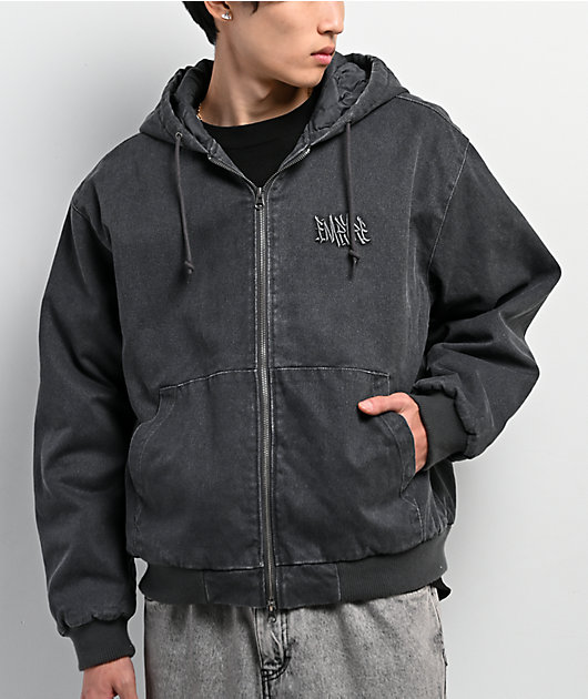 Empyre Hooded Black Wash Chore Jacket | Zumiez