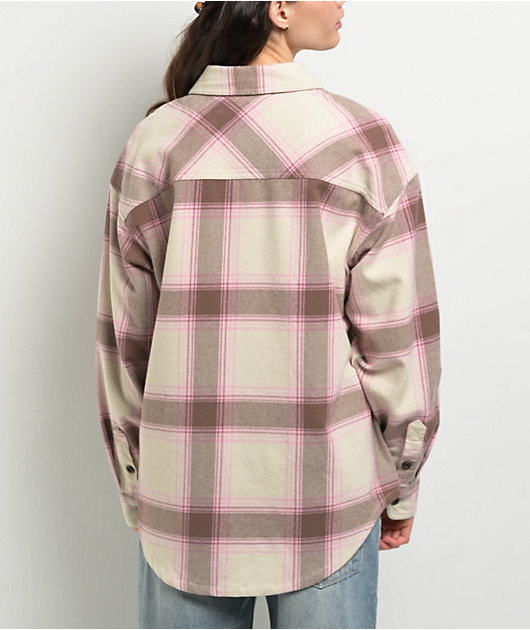 Empyre Kiley Brown & Pink Flannel Shirt | Zumiez