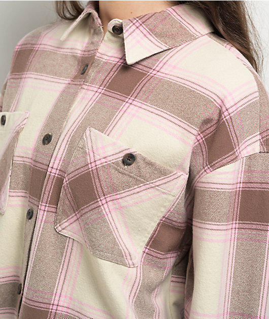 Empyre Kiley Brown & Pink Flannel Shirt | Zumiez