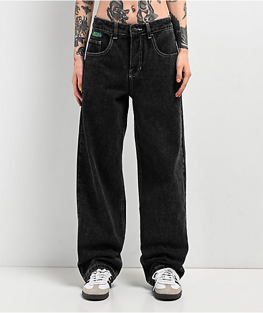 Empyre Loiter Slouchy Black Wash Straight Leg Denim Jeans | Zumiez