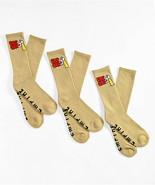 Empyre Skate 3 Pack Tan Crew Socks | Zumiez