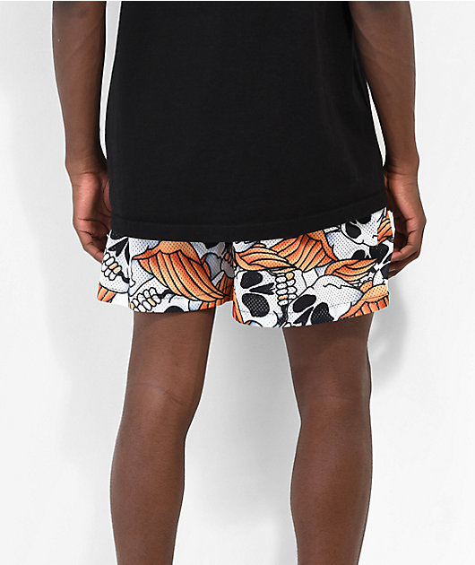 Empyre Skull Print Orange Mesh Shorts | Zumiez Empyre Skull Print Orange Mesh Shorts | Zumiez